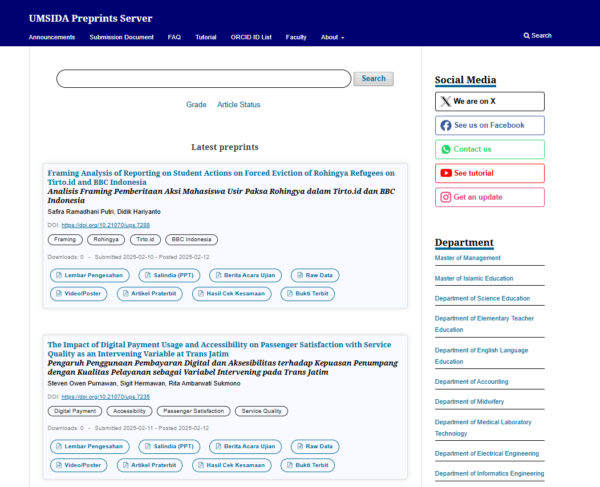 UMSIDA Preprints Server: Inovasi Baru untuk Menjaga dan Menyebarluaskan ...